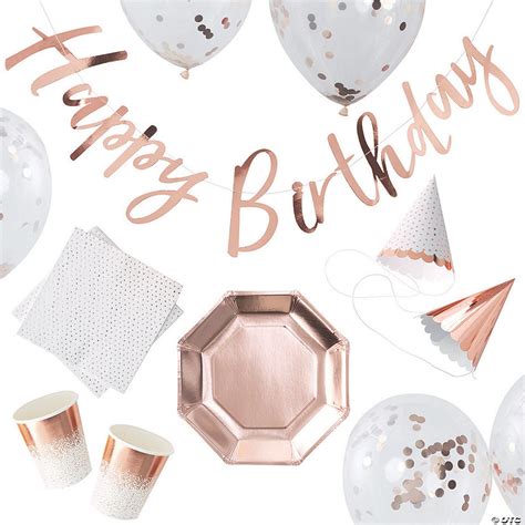 Ginger Ray Rose Gold Birthday Tableware Kit For 16 Guests Discontinued