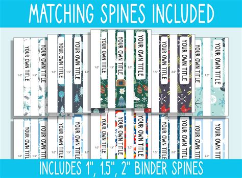 10 Editable Winter Pattern Binder Covers Includes 1 1 5 Etsy