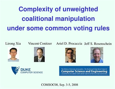 Ppt Complexity Of Unweighted Coalitional Manipulation Under Some