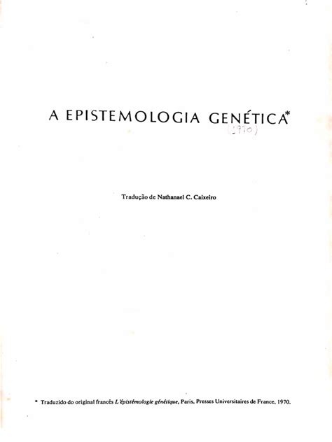 Capítulo 1 A Epistemologia Genética Pdf