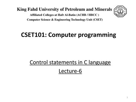 Ppt Control Statements In C Language Lecture 6 Powerpoint Presentation Id6257082