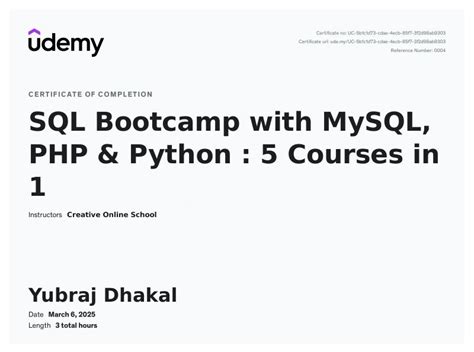 Sql Mysql Php Python Udemy Techjourney Backenddevelopment Yubraj Dhakal