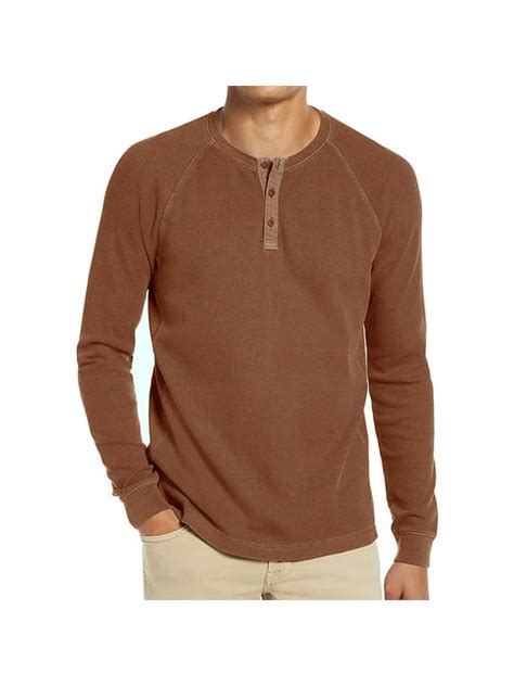 Biztdjrk Mens Slim Fit Henley Shirts Long Sleeve Waffle Knitted