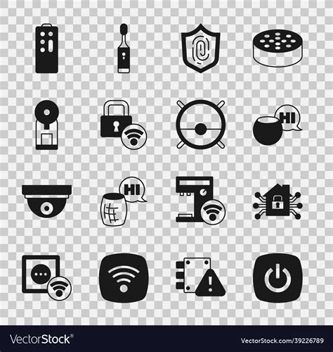 Set Smart Home Voice Assistant Fingerprint Vector Image