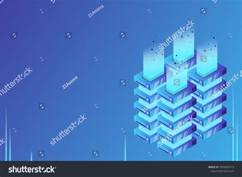 Server Room Isometric Vector Futuristic Technology Stock Vector