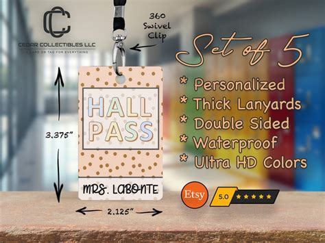 Boho Vibes Theme Classroom Hall Passes For Teachers Personalized Set