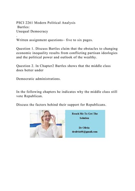 Psci 2261 Modern Political Analysis Bartles Unequal Democracydocx