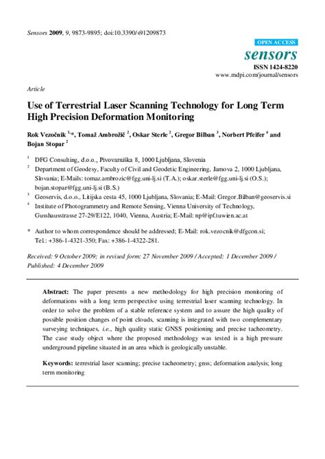 Pdf Use Of Terrestrial Laser Scanning Technology For Long Term High Precision Deformation