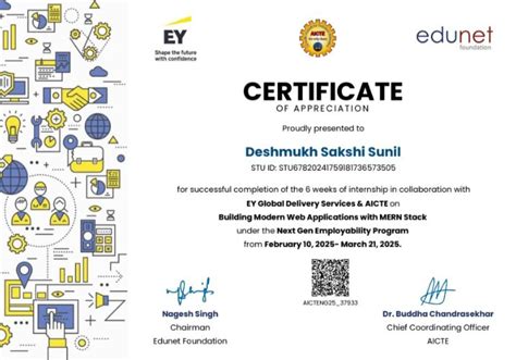 webdevelopment mernstack internship nextgenemployability ey aicte