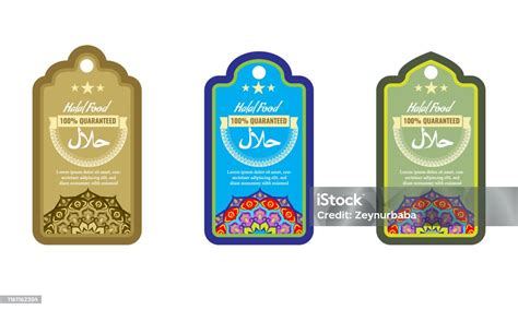 보장 할랄 라벨 세트 장식품이슬람 배지 벡터 그림입니다 0명에 대한 스톡 벡터 아트 및 기타 이미지 0명 100 건강한 식생활 Istock