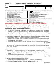 7 14 23 Unit 4 Assignment Questions Pdf MDM4U V 1 Name UNIT 4