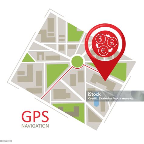 Gps 네비게이션 은행 및 교환 위치에 대한 탐색 검색 플랫 스타일로 벡터 그림 개념에 대한 스톡 벡터 아트 및 기타 이미지