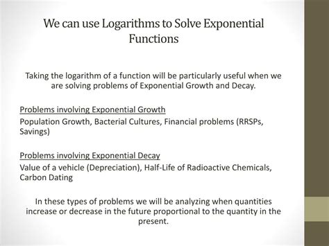 Ppt Solving Exponential Equations Using Logarithms Powerpoint Presentation Id2167384