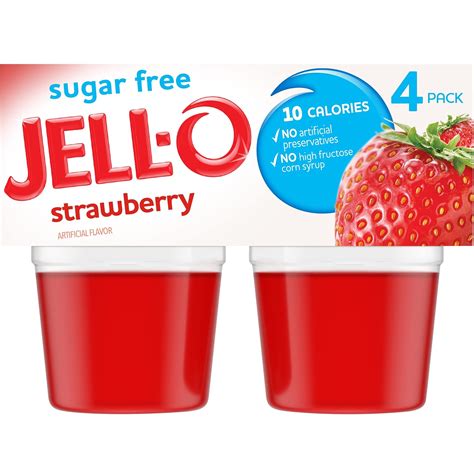 Buy Jell O Strawberry Sugar Free Refrigerated Red Jello Cups Gelatin