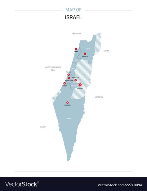 Israel Map With Red Pin Royalty Free Vector Image