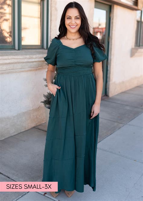 Elena Green Smocked Maxi Dress Polagram Lena Layne