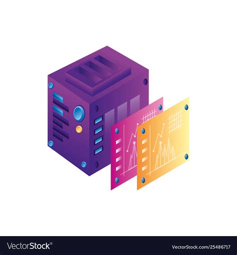 Server Data Center With Statistics Webpage Vector Image