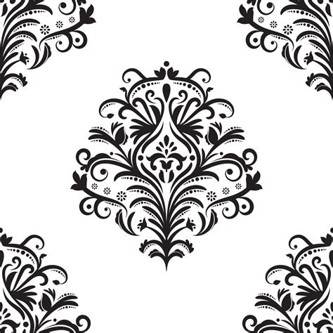 Damask Floral Motif Tile Pattern Luxury Tile Isolated Element