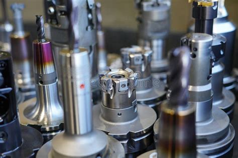 Tools On A Rack For Working On A Cnc Milling Machine Stock Image