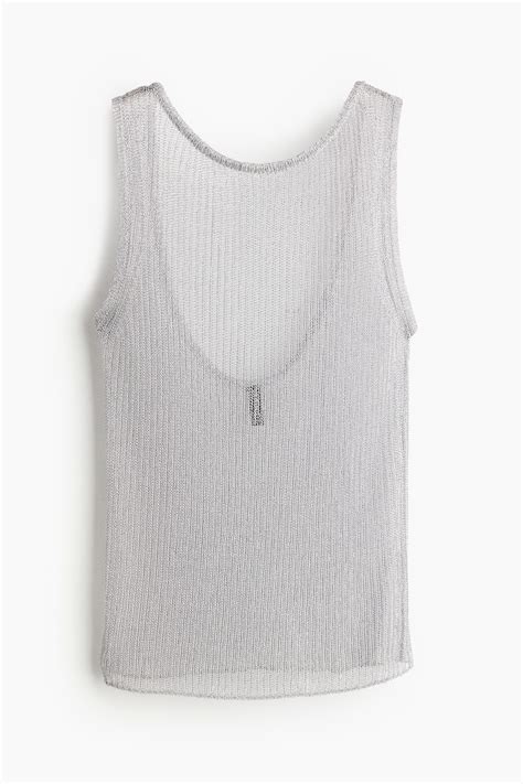 Shimmery Low Back Tank Top Silver Colored Ladies Handm Us