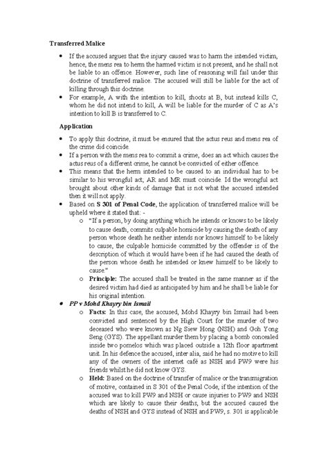 Transferred Malice Criminal Law Transferred Malice If The Accused