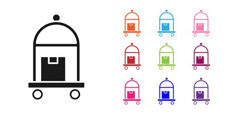 흰색 배경에 고립 된 가방 아이콘블랙 호텔 수하물 카트 여행 수하물 표지판 여행 수하물 아이콘 다채로운 아이콘을 설정합니다 벡터 가방에 대한 스톡 벡터 아트 및 기타 이미지