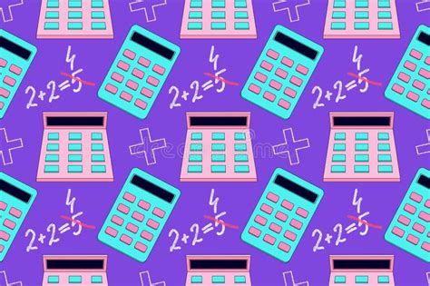 Colorful Calculator And Math Pattern For School Stock Illustration