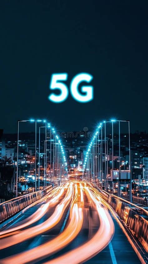 A Futuristic Bridge With Glowing Railings Symbolizing 5g Connectivity Spanning Over A Bustling