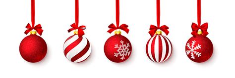 빨간 활과 빨간 빛나는 크리스마스 공 빨간 반짝반짝 반짝입니다 Xmas 유리 공 휴일 장식 템플릿 벡터 일러스트레이션 12월에