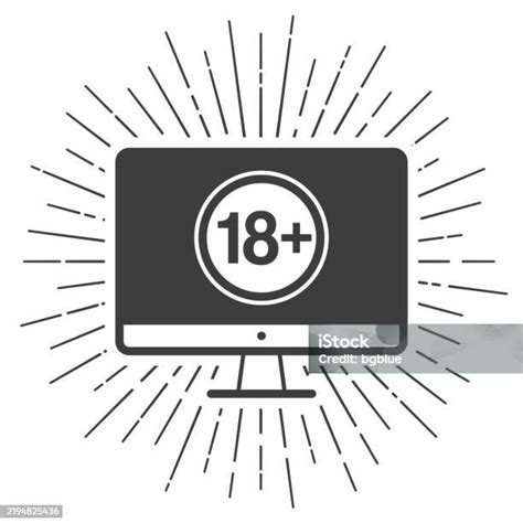 18 더하기 기호가 있는 데스크톱 컴퓨터 흰색 배경에 햇살이 있는 아이콘 18에 대한 스톡 벡터 아트 및 기타 이미지 18 개념 검은색 Istock