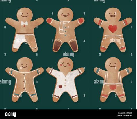 Watercolor Gingerbread Man Cookies Collection Vector Design