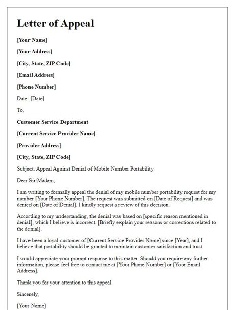 Letter Template For Mobile Number Portability Free Samples In Pdf