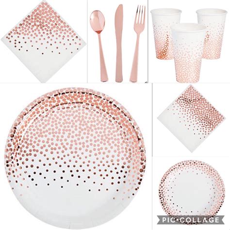 Rose Gold Tableware Set Gold Party Decor Elegant Party Plates Rose Gold Bridal Shower