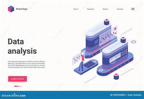 data analysis concept isometric landing page analyst working with