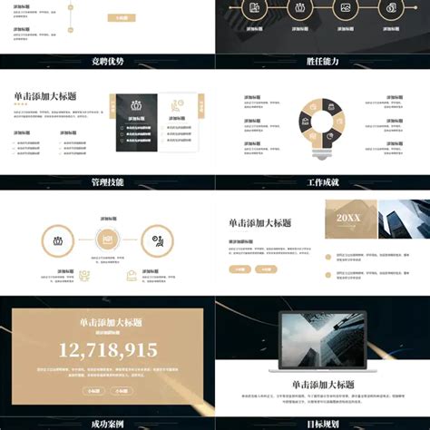 黑金配色竞聘述职报告 会员免费下载 Ppter吧