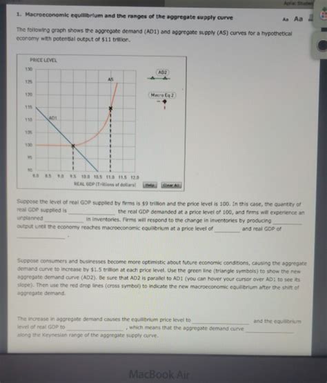 Solved 1 Macroeconomic Equilibrium And The Ranges Of The