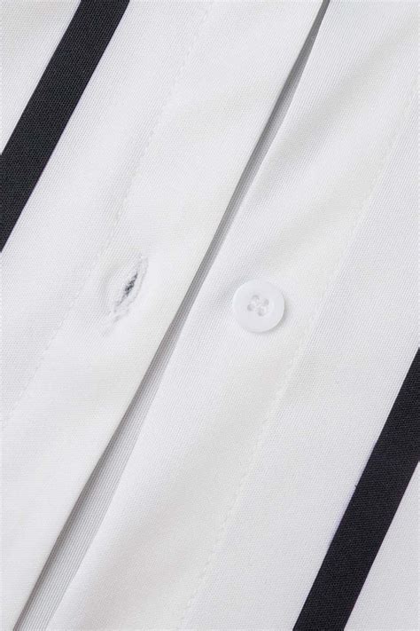 Wholesale White Casual Striped Print Basic Turndown Collar Long Sleeve