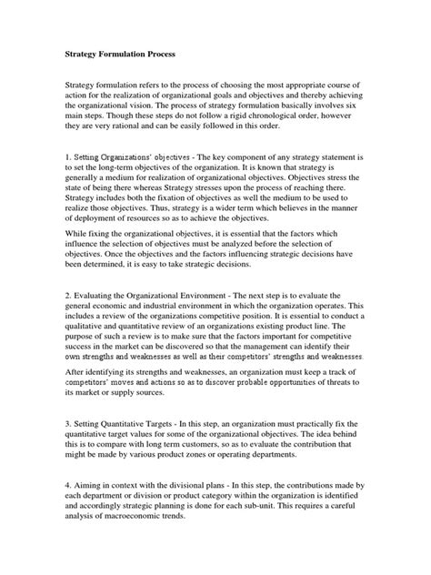 Strategy Formulation Process Download Free Pdf Strategic Management Goal