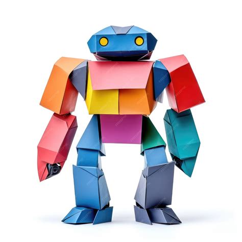 Premium Ai Image Origami Robot Isolated On White Background