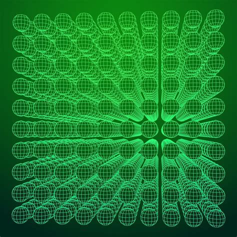 Premium Vector Wireframe Mesh Cube Make With Many Small Spheres