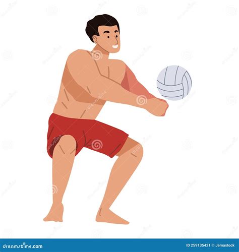 Young Male Volleyball Player Stock Vector Illustration Of Isolated