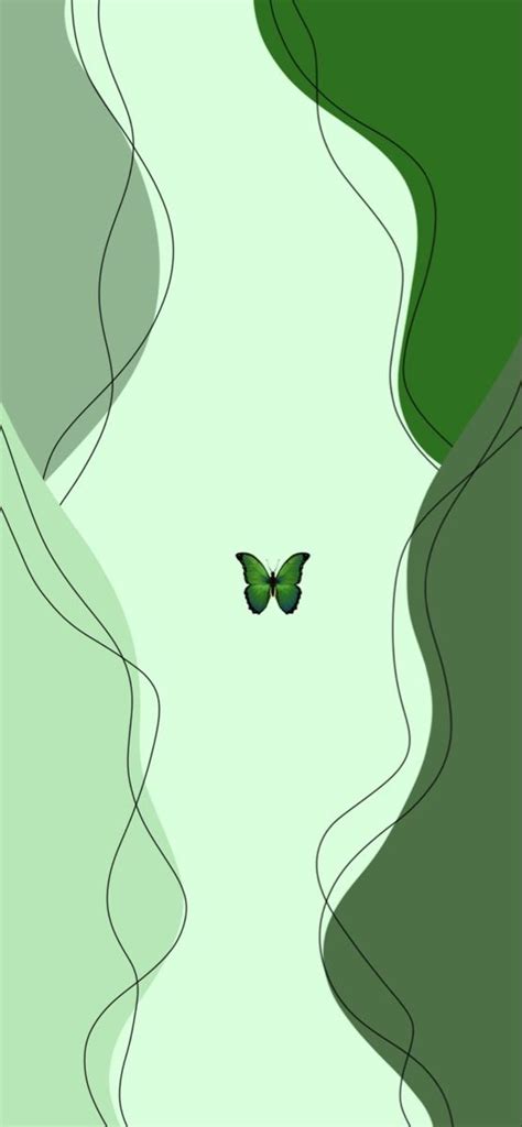Green Blob Squiggle Butterfly Yeşil Vintage Posterler Arkaplan