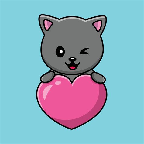 Cute Cat Love Cartoon Vector Icon Illustration 4835439 Vector Art At