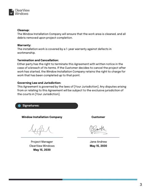 Window Installation Contract Template Venngage