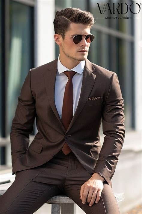 Classic Formal Coffee Brown Two Piece Suit For Men Tailored Suit The