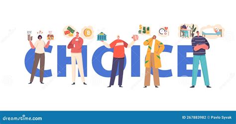 Choice Concept Thoughtful People Characters Make Difficult Financial