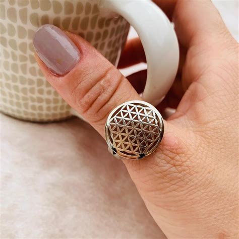 Sacred Geometry Ring Flower Of Life Ring Seed Of Life Ring Circle Of