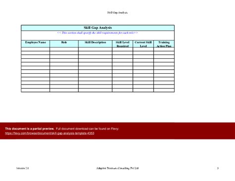 Skill Gap Analysis Template Excel XLS