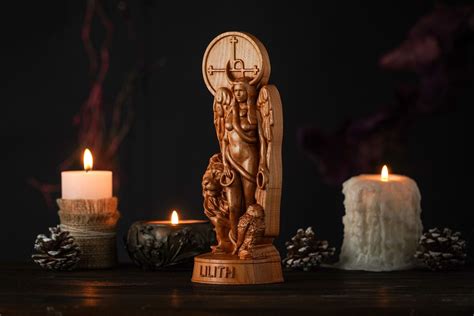 Lilith Wicca Goddess Inanna Astaroth Statue Pagan Wooden Etsy