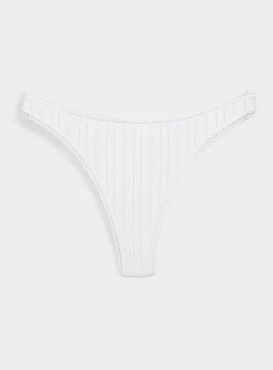 Lace Trim Pointelle Knit Thong Organic Cotton Miiyu Shop Womens